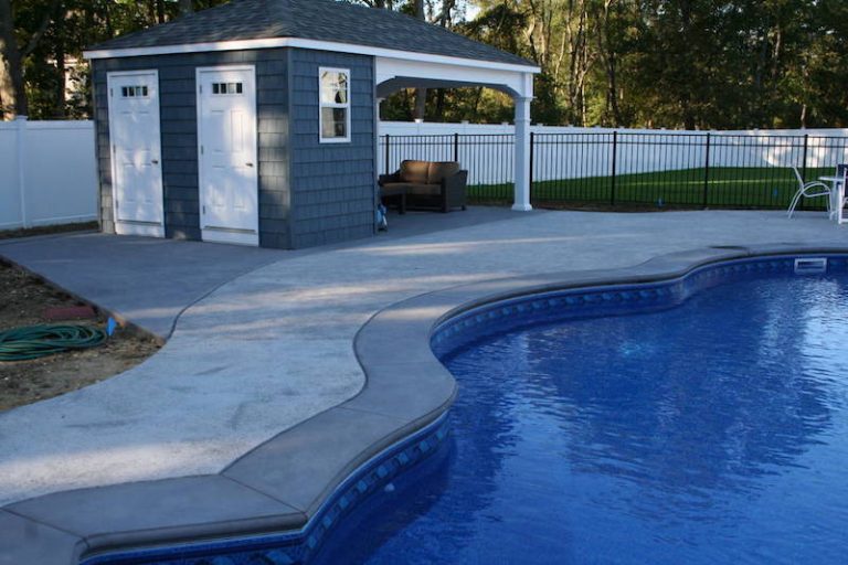Stamped Concrete Pool Patio by Sanstone Creations