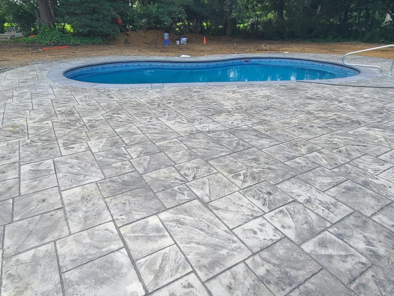 Beautiful Stamped Concrete Pool Patio - Sanstone Creations