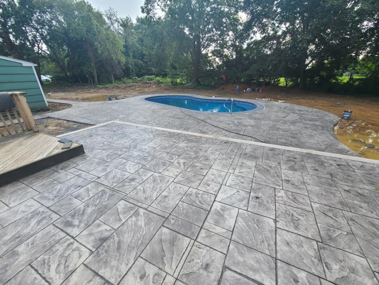 Beautiful Stamped Concrete Pool Patio - Sanstone Creations
